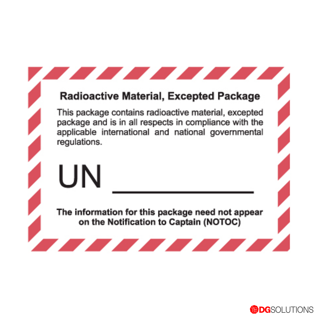 Radioactive Material Excepted Package Labels – 105mm x 74mm | Roll of ...